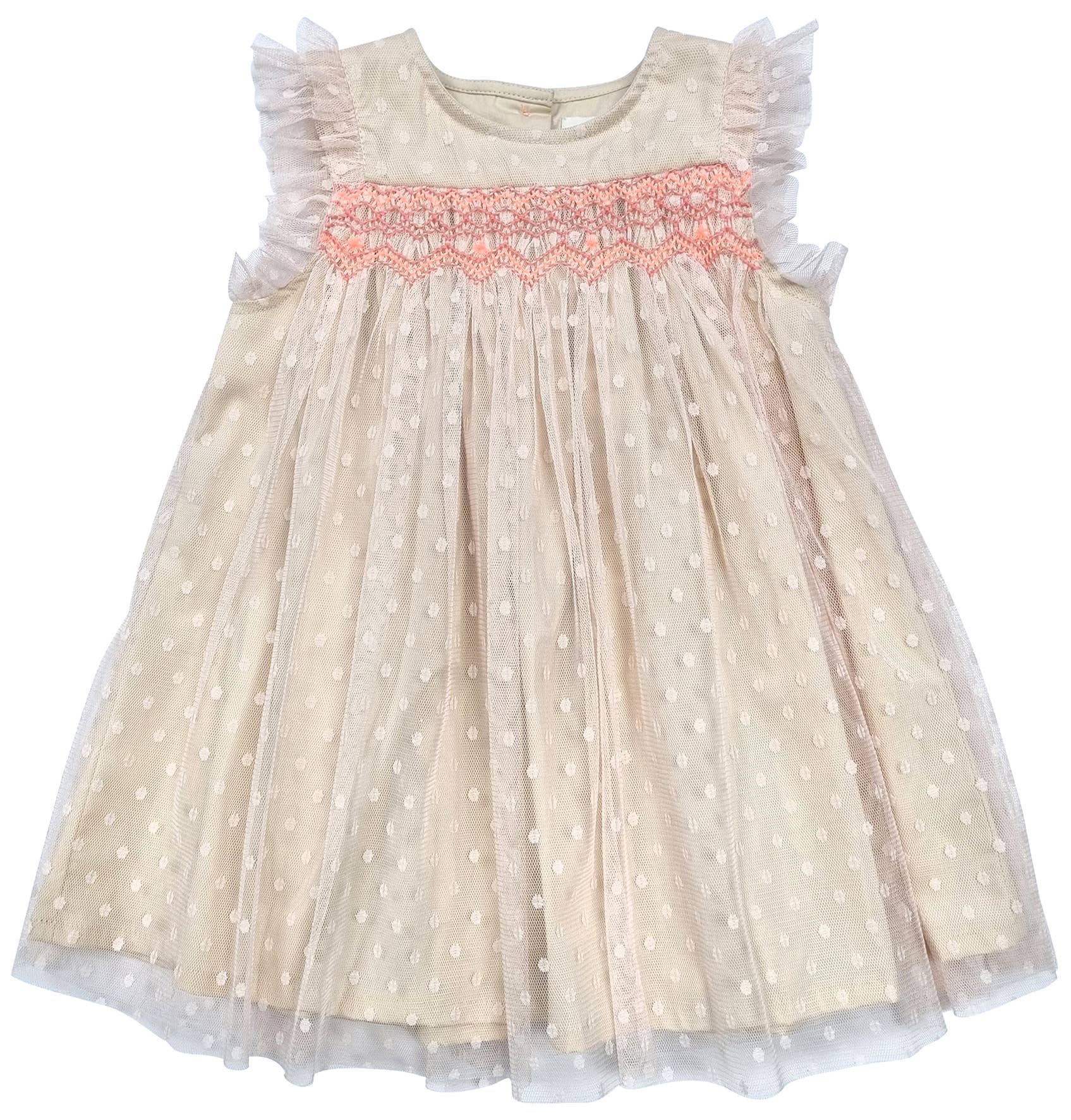 Albetta, EFL Kids - Hand Smocked Polka Dots Net Dress – Urban Poppy